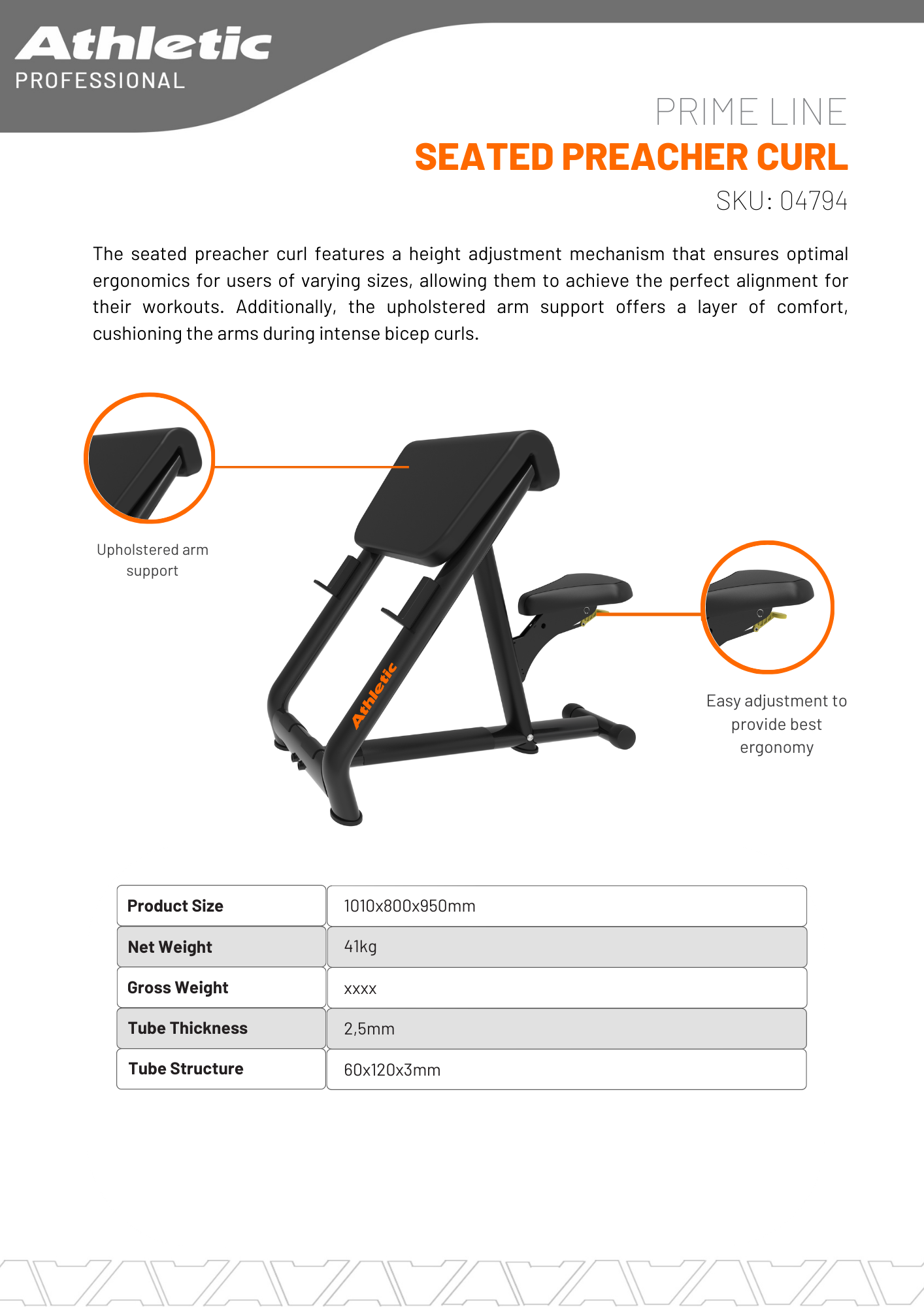 Seated Preacher Curl Prime Line - Banc Curl Pupitre Assis Professionnel ...